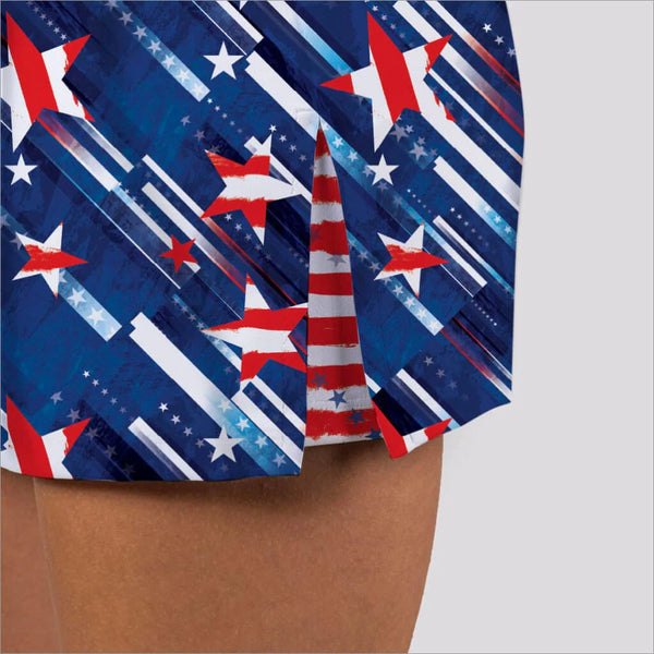 Skort Obsession 18" Two Pattern Skort-America Print